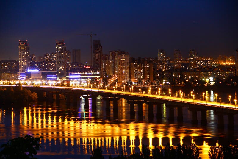 Night View of the City Kyiv Editorial Image - Image of night, coast ...