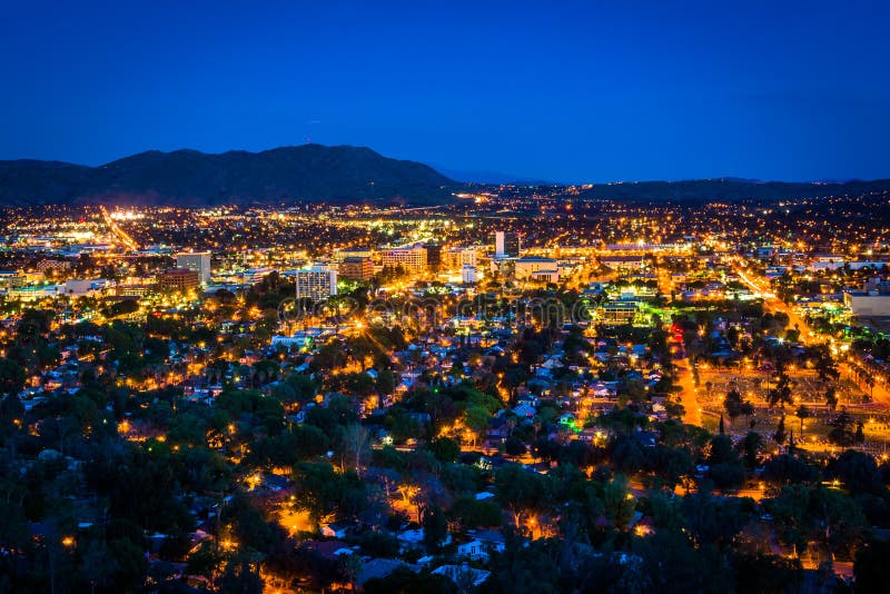 Night View of the City of Riverside, from Mount Rubidoux Park Stock ...