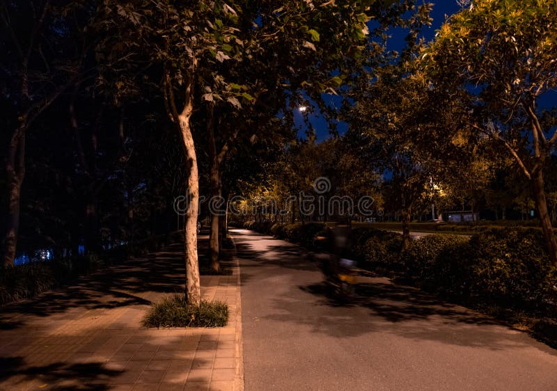 Night View of City Streets in China. Stock Photo - Image of lights ...
