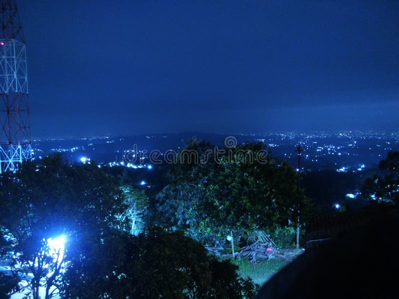 Night View of the City from the Top of the Mount Muria Sepuser Hill ...