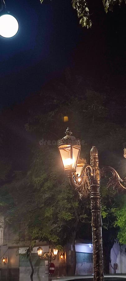 A Night View with a Classic Street Light Stock Photo - Image of light ...