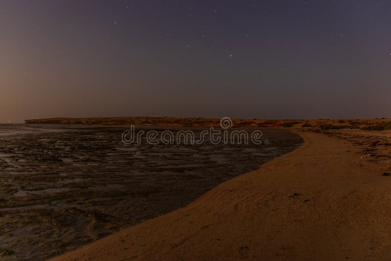Night View of a Coast of Farasan Island, Saudi Arab Stock Image - Image ...