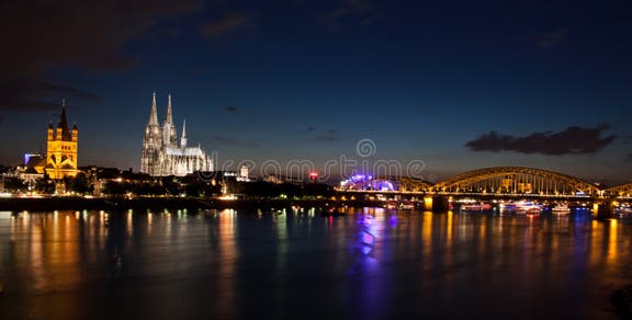 Night view in Cologne editorial stock image. Image of bridge - 20438774