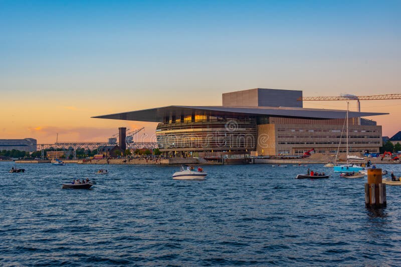 Night View of the Copenhagen Opera House, Denmark. Stock Image - Image ...