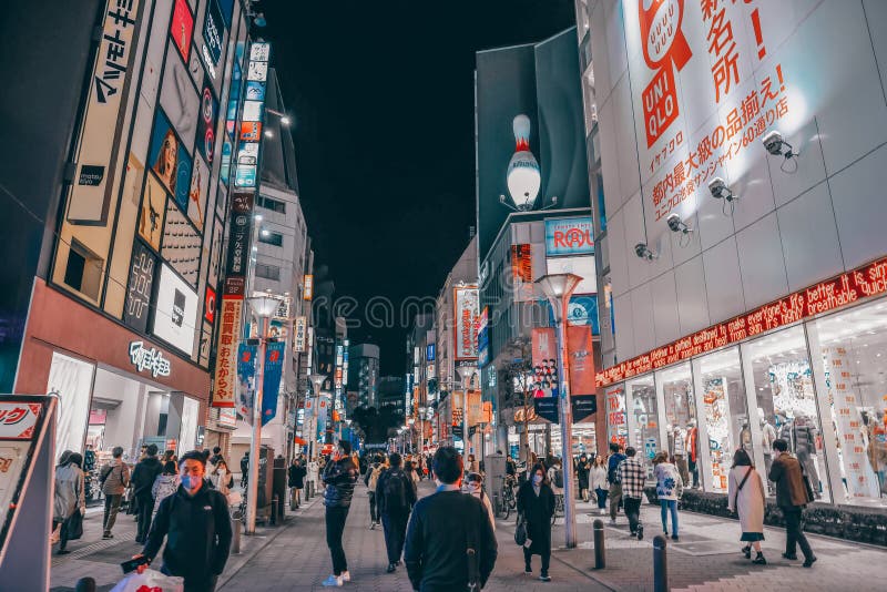 Nov 28 2023 Night View of the Crowd on the Pedestrian Editorial Stock ...