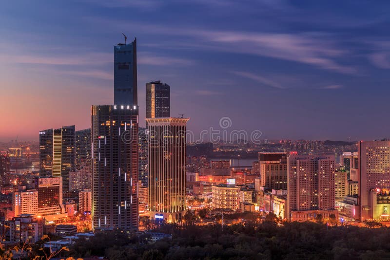 Night View of Dalian city editorial stock photo. Image of prosperous ...