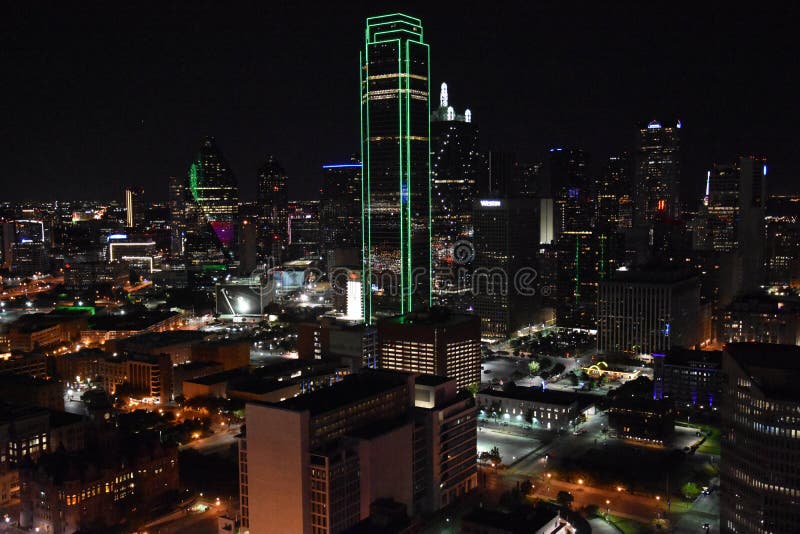 Night View of Dallas, Texas Editorial Stock Image - Image of aerial ...
