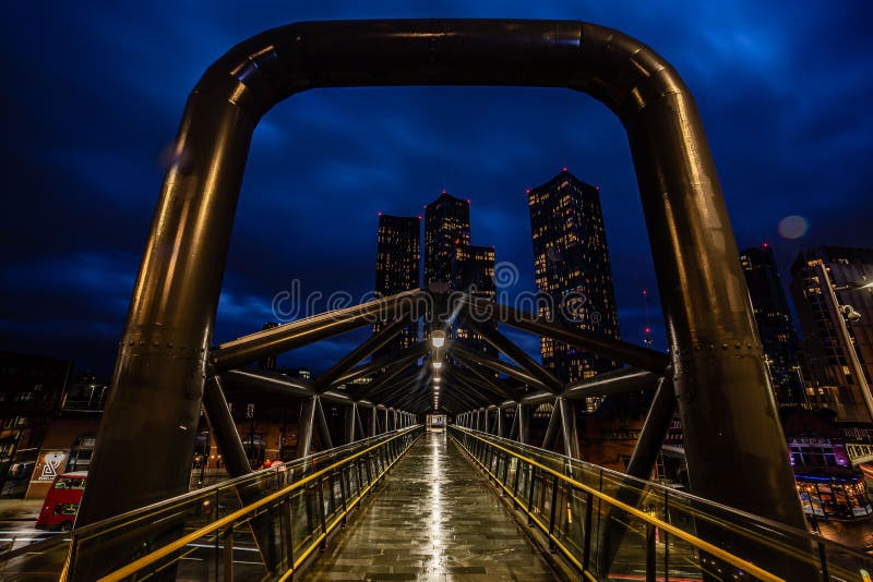 Night View of Deansgate Square with Its Famous Four Towers in the ...