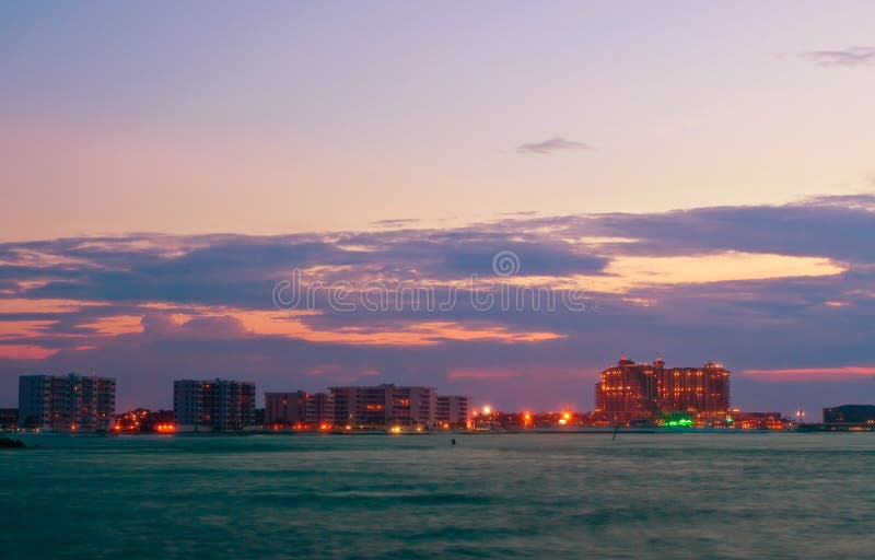 Night view on Destin city stock photo. Image of travel - 10905134