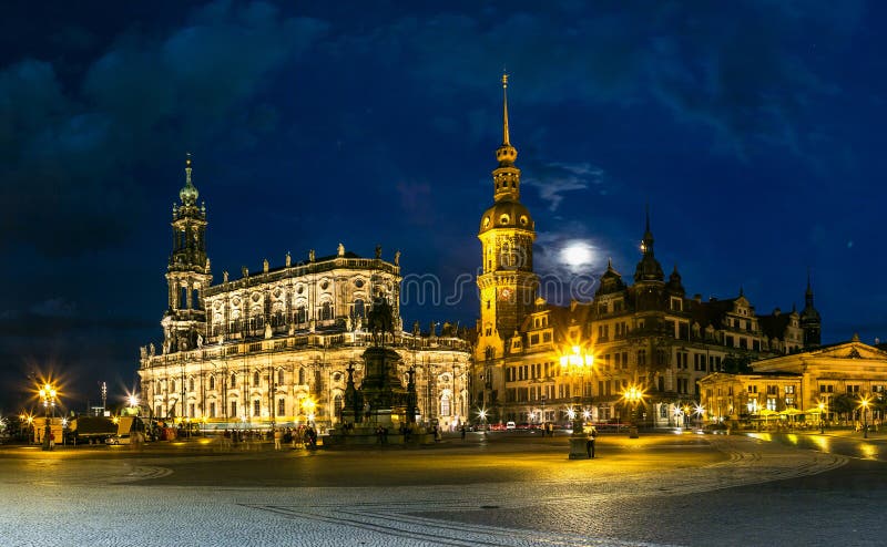 Night view of Dresden stock image. Image of landmark - 187927067