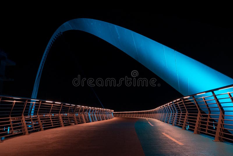 Night View of Dubai Water Canal Tolerance Bridge Stock Image - Image of ...