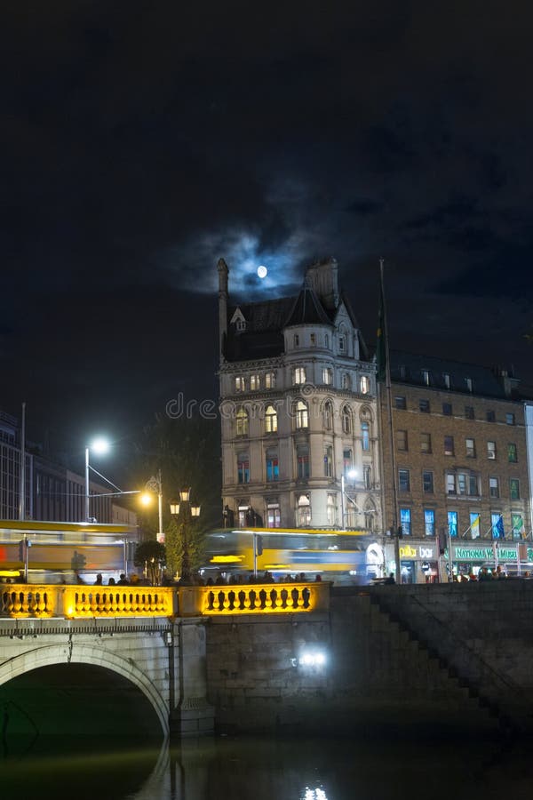 Night View of Dublin, Ireland Architecture Editorial Stock Photo ...