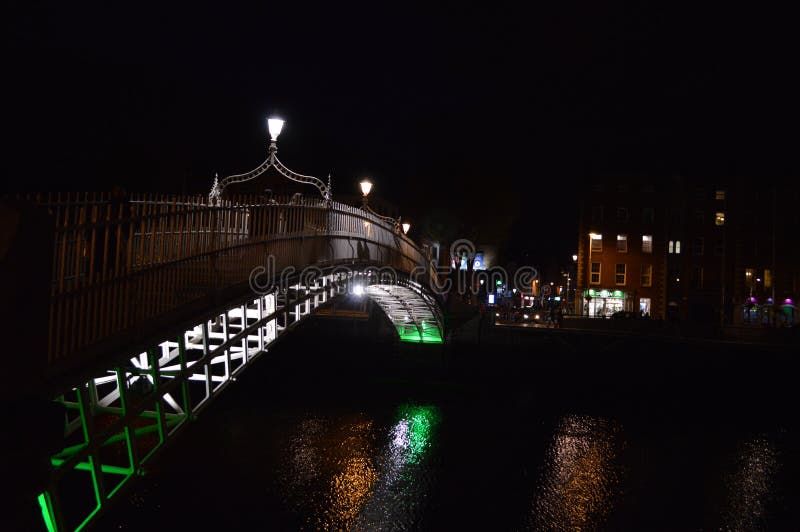 Night view of Dublin stock photo. Image of capital, ireland - 95327432