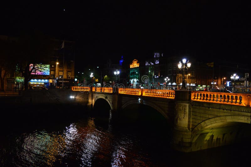 Night view of Dublin stock photo. Image of temple, irish - 95327574