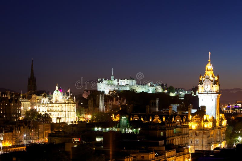 Night view of Edinburgh stock image. Image of landscape - 16387247