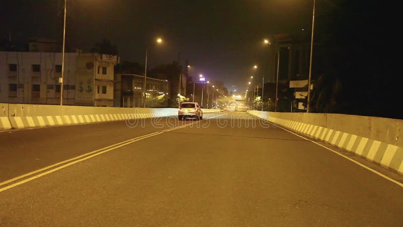 Night View of the Empty Bridge with Street Lights Stock Footage - Video ...