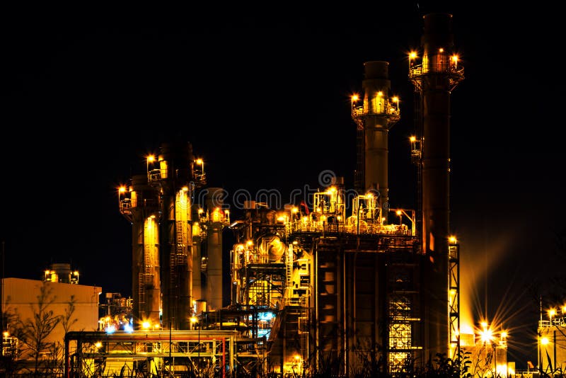 Night View at Energy Electrical Plant Stock Photo - Image of generation ...