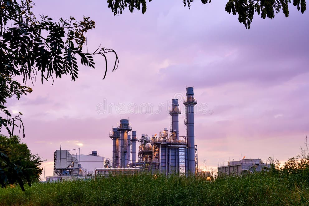 Night View at Energy Electrical Power Plant Stock Image - Image of ...