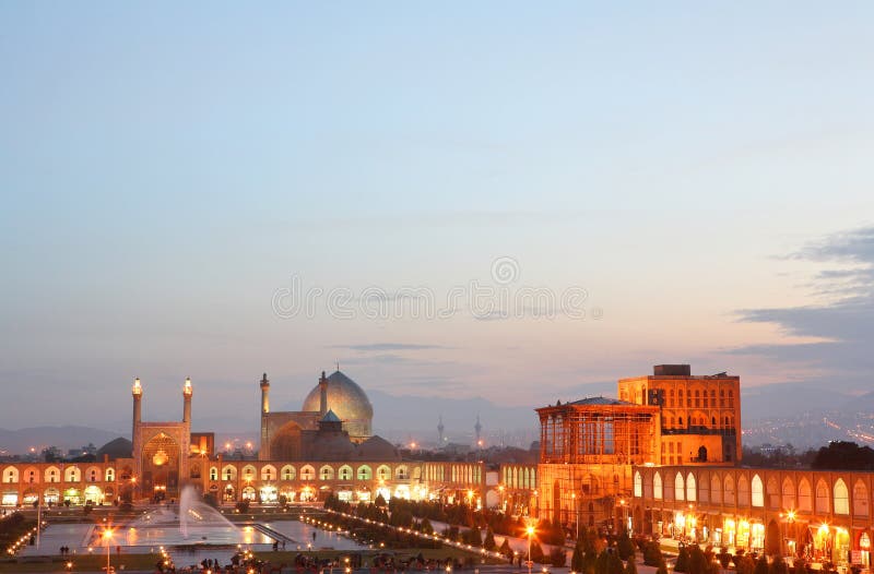 Night View of Esfahan, Iran Stock Image - Image of architecture, color ...