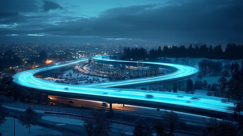 Night View Expressway stock image. Image of traffic - 373864575