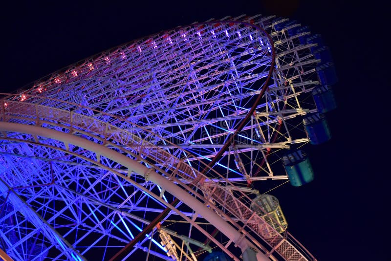 Night View of the Ferris Wheel`s Illumination Stock Image - Image of ...