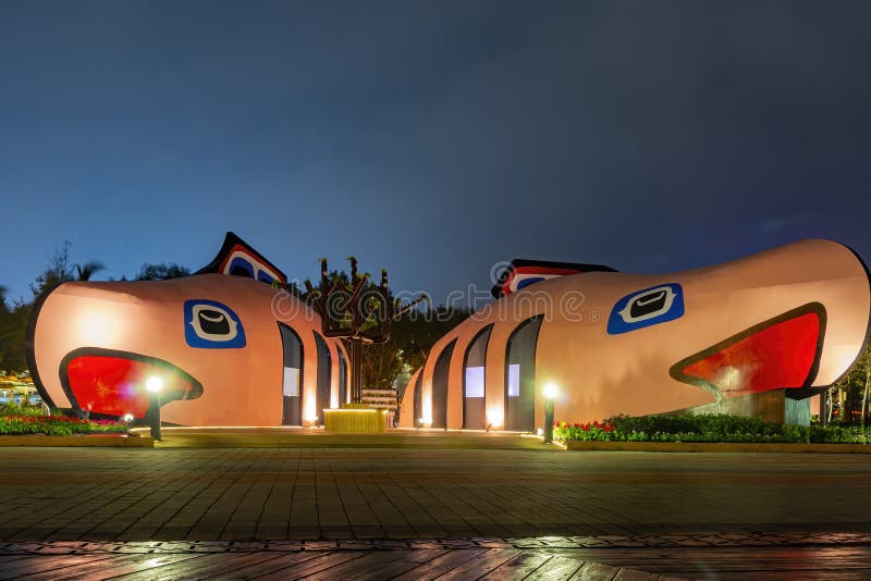 Night View of a Fish Shape Structure in Taipei International Flora ...