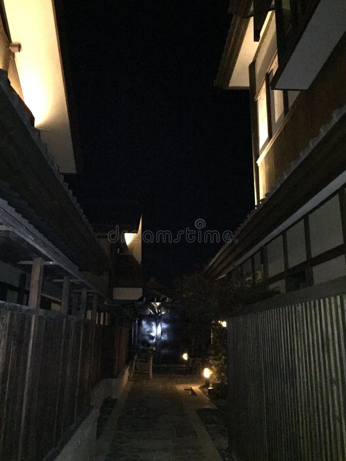 Night View of Flower Town in Stock Image - Image of alley, light: 95118523