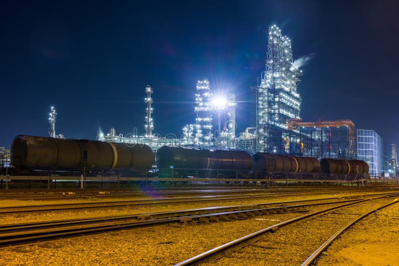 Night View on Freight Trains Stock Photo - Image of logistic, train ...