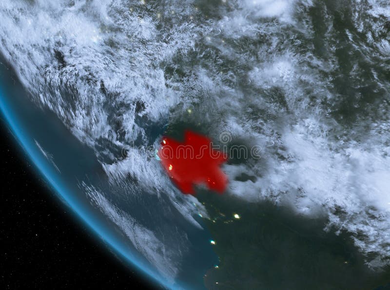 Night View of Gabon on Earth Stock Illustration - Illustration of view ...