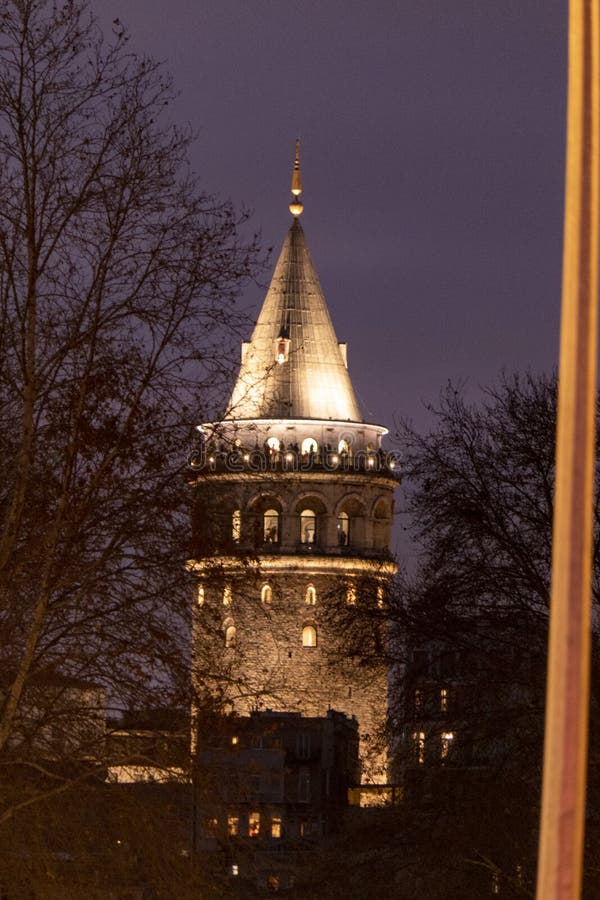 Night View of Galata Tower in Istanbul Stock Photo - Image of istanbul ...