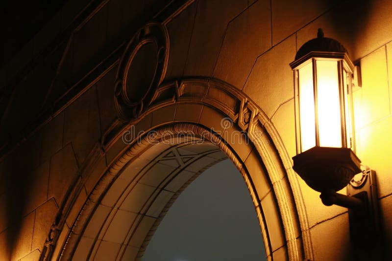 Night View of the Gate Light of the Park Stock Image - Image of outdoor ...