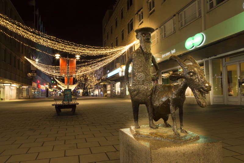 Night View of Gavle Central Entrance Editorial Stock Image - Image of ...