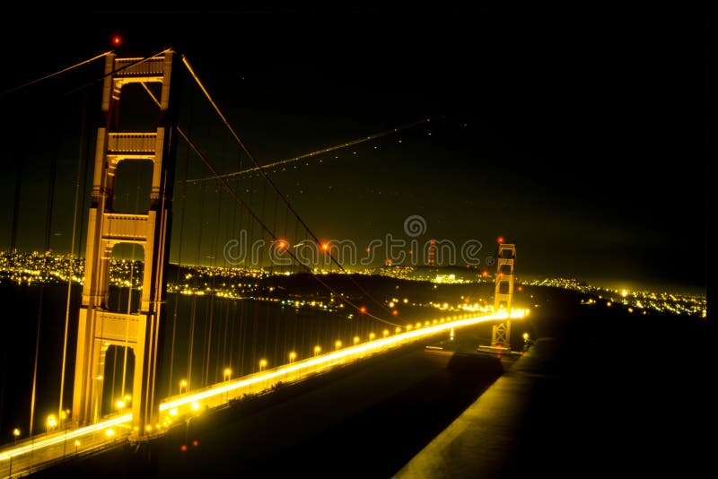 Night View of the Golden Gate Bridge Stock Image - Image of illuminated ...