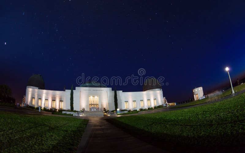 Night View of Griffith Observatory with Lights Stock Photo - Image of ...