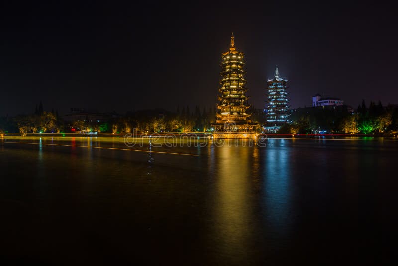 Night view at Guilin stock image. Image of tracks, night - 35033093