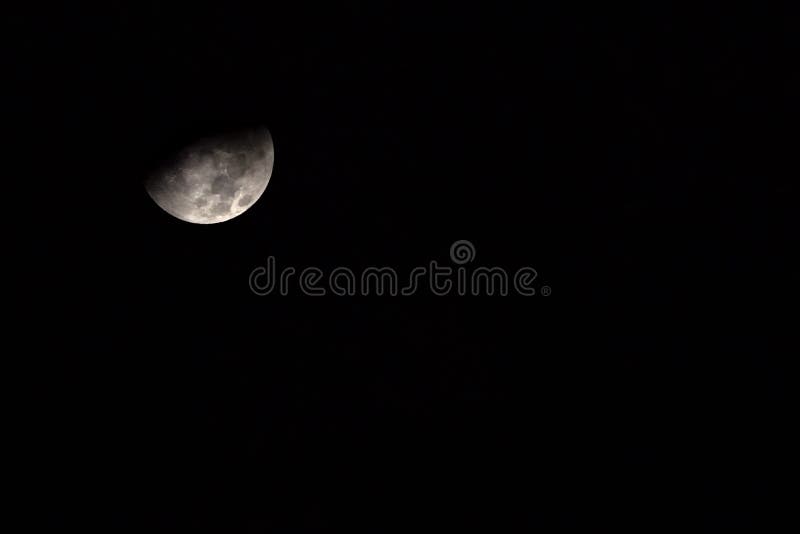 Night View of Half Moon Isolated on Dark Sky for Background Stock Image ...