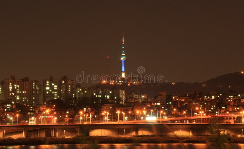 Night View of Han River, Seoul Stock Photo - Image of korea, namsan ...