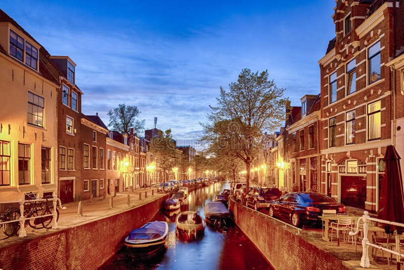 Night View of Harlem Sight on Spaarne River on the Background at ...