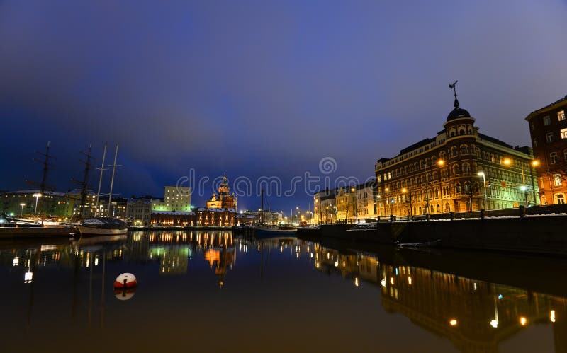 Night view of Helsinki stock image. Image of cityscape - 51940899
