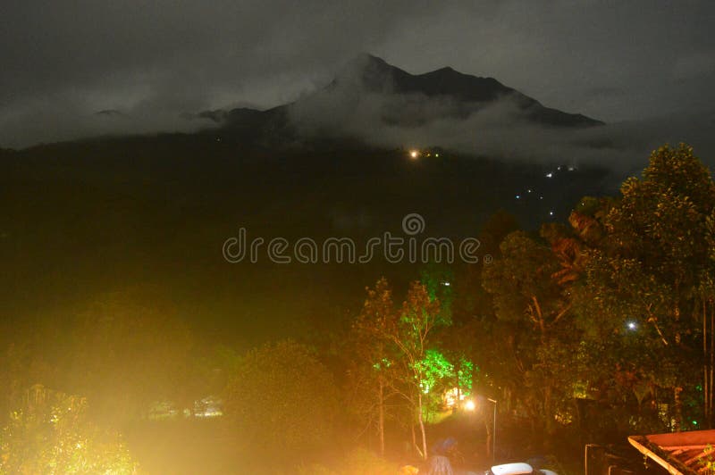 Night View of the Hill and the Fog Stock Photo - Image of dusk, hill ...