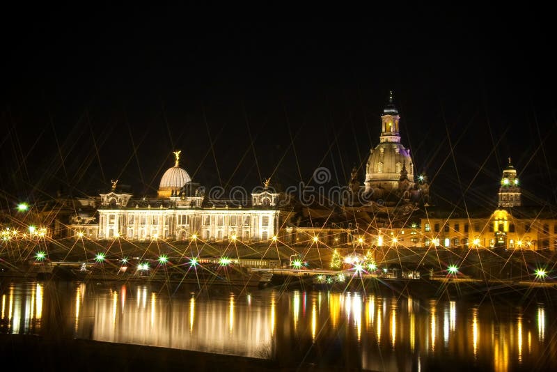 Night View on Historical Center of Dresden Stock Image - Image of city ...