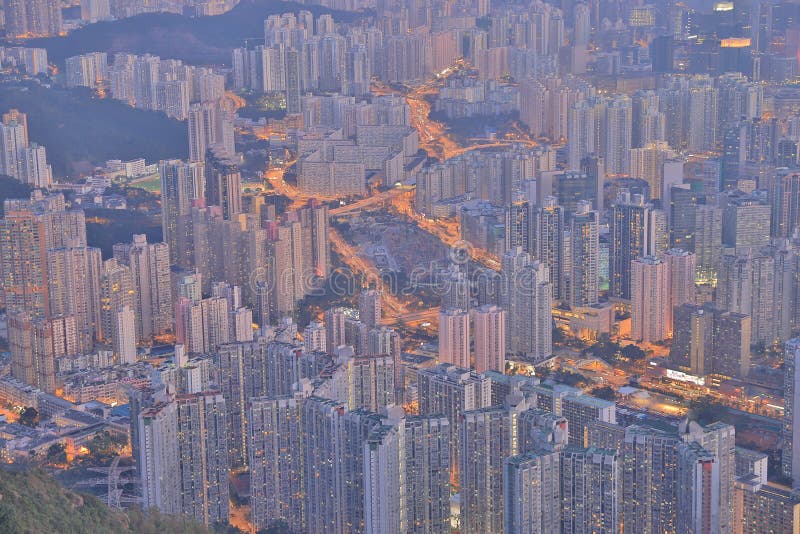 Night View of HK, View at a Lion Rock Stock Image - Image of resident ...