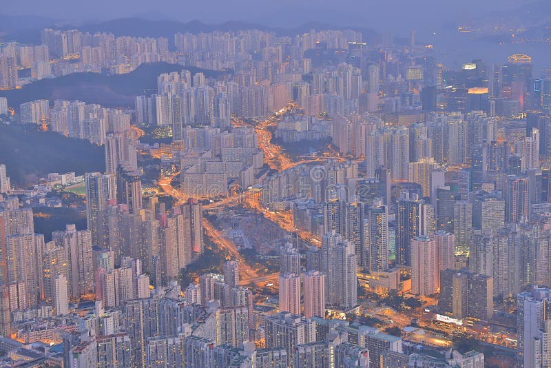 Night View of HK, View at a Lion Rock Stock Photo - Image of cityscape ...