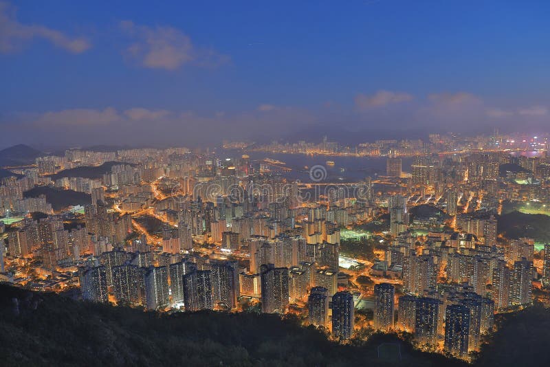 Night View of HK, View at a Lion Rock Stock Image - Image of estate ...