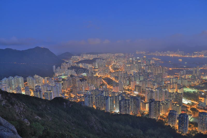 Night View of HK, View at a Lion Rock Stock Photo - Image of apartment ...
