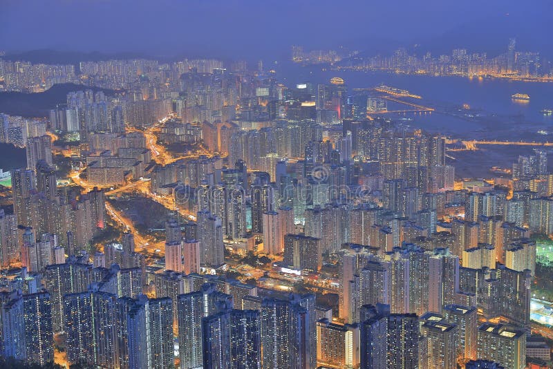 Night View of HK, View at a Lion Rock Stock Photo - Image of night ...
