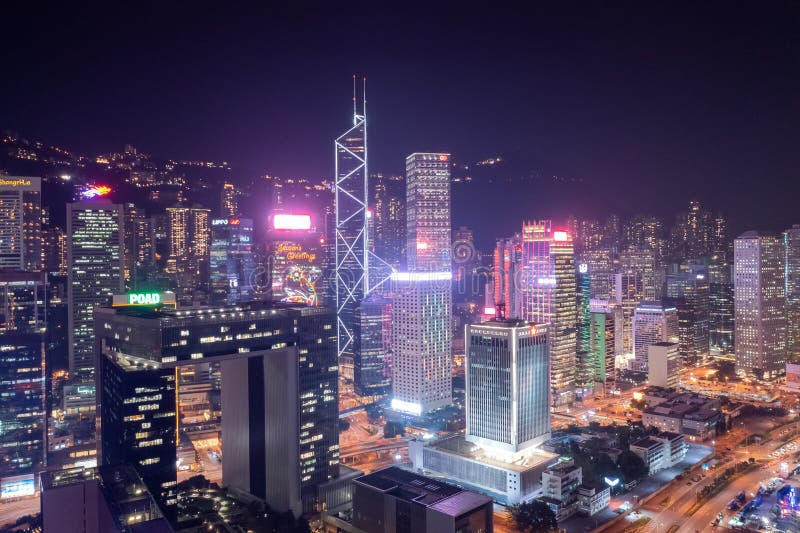 The Night View of Hong Kong Central District 11 Dec 2019 Editorial ...