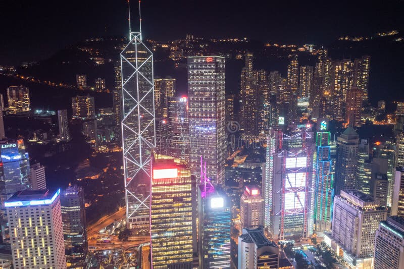 The Night View of Hong Kong Central District 11 Dec 2019 Editorial ...