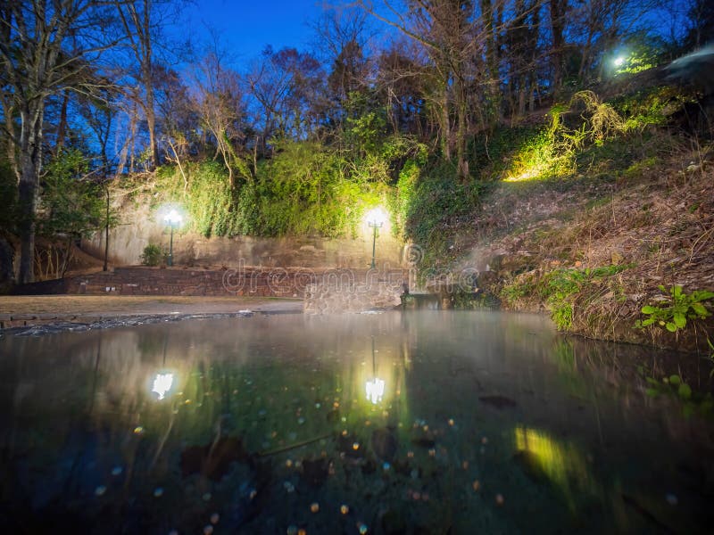 Night View of the Hot Spring Above Ground Stock Image - Image of park ...