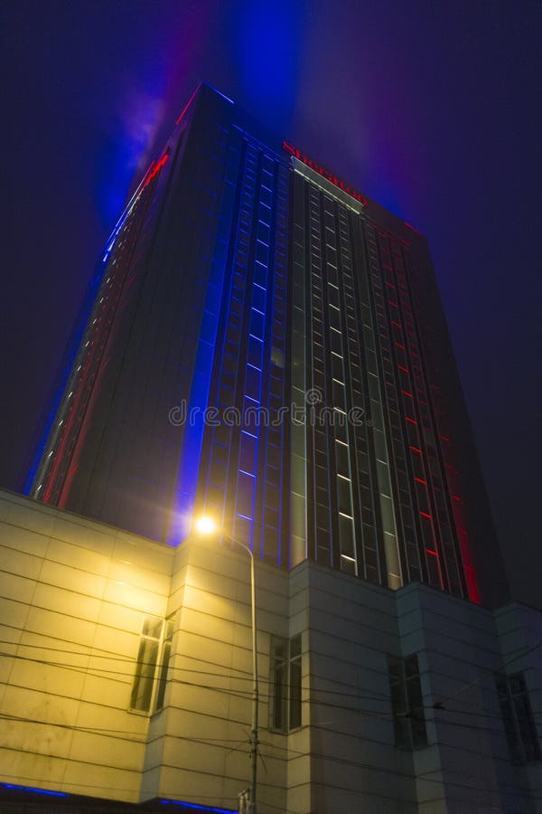 Night View of a New Hotel from Bucharest Editorial Photography - Image ...